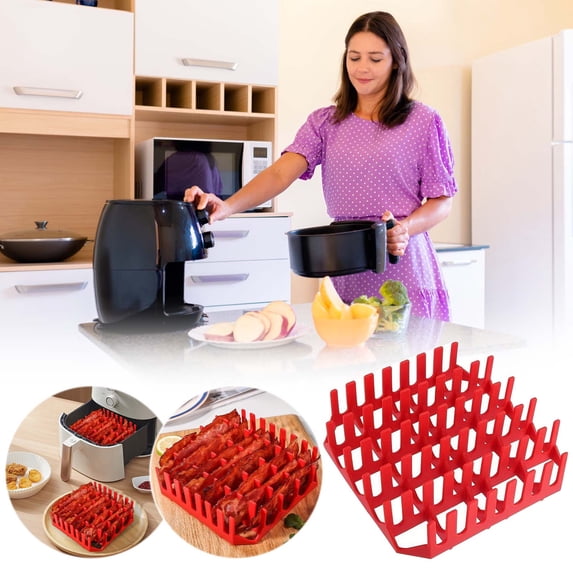 Air Fryer Bacon Tray, Silicone Microwave Crisper, Corrugated Cooking ...