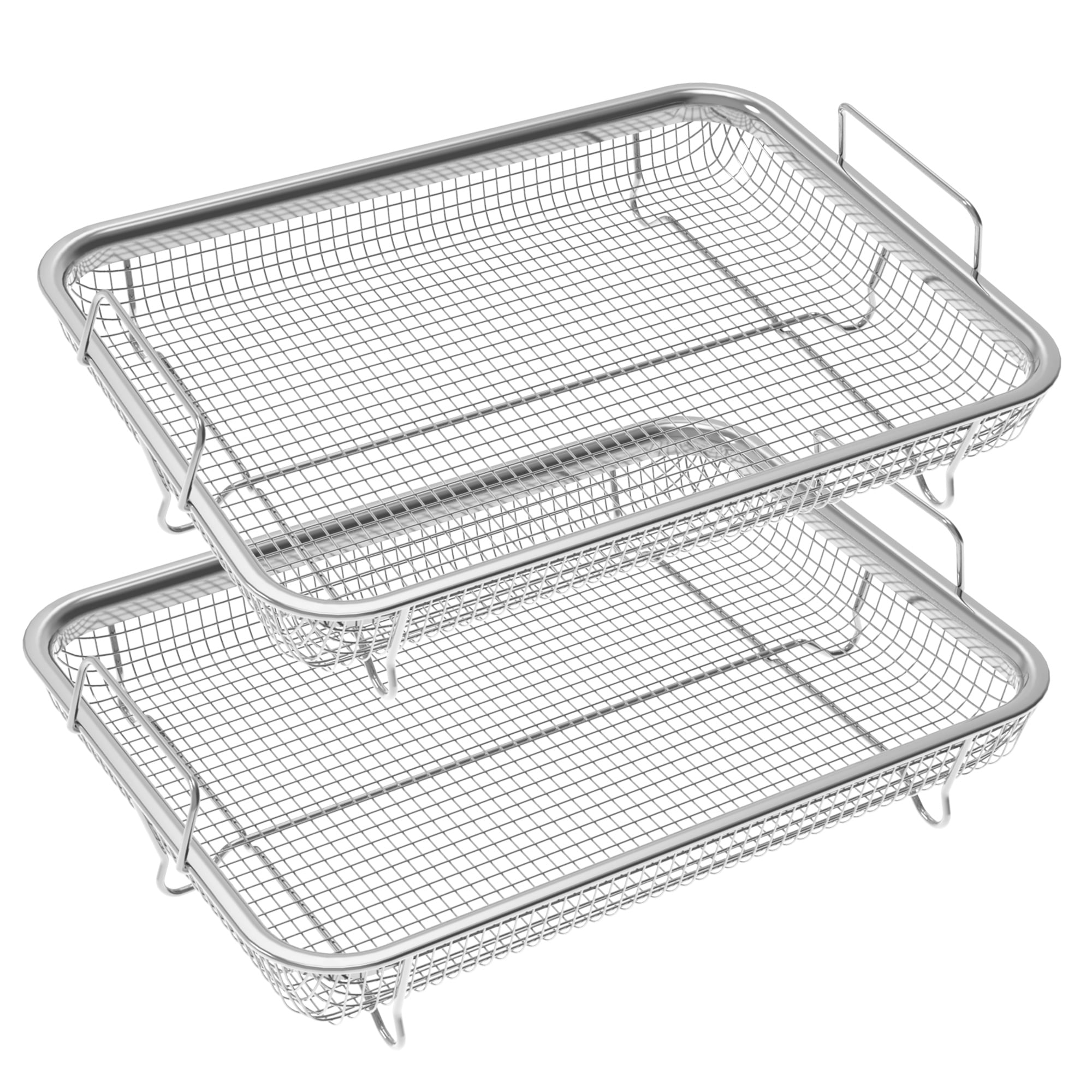 Kusmil Large Non-stick Air Fryer Basket, 2 Piece Stainless Steel Grill ...