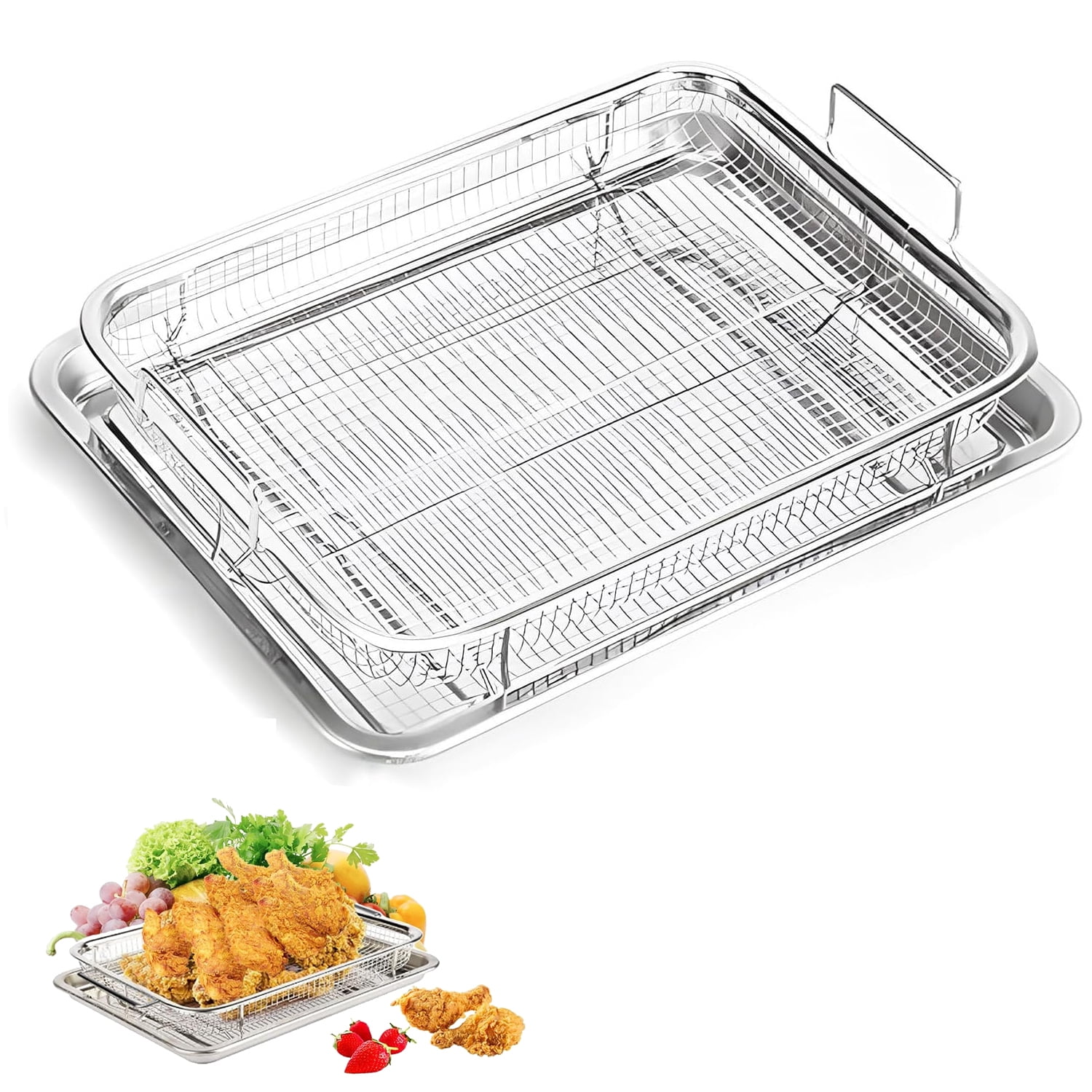 GoXteam Air Fryer Basket for Oven, 11.8x15.7 Inch Stainless Steel ...