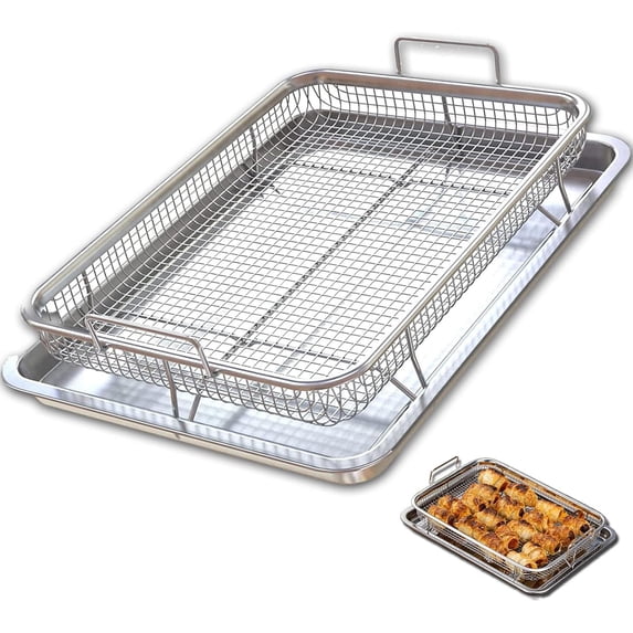 Air Fryer Basket for Oven , Nonstick Crisper Tray & Basket, Stainless ...