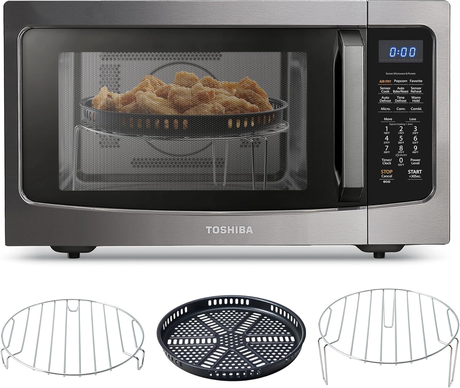 Air Fryer Combo 4-in-1 Countertop Microwave Oven, Smart Sensor ...