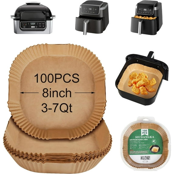 Air Fryer Disposable Paper Liner, 100Pcs Disposable Air Fryer Parchment ...