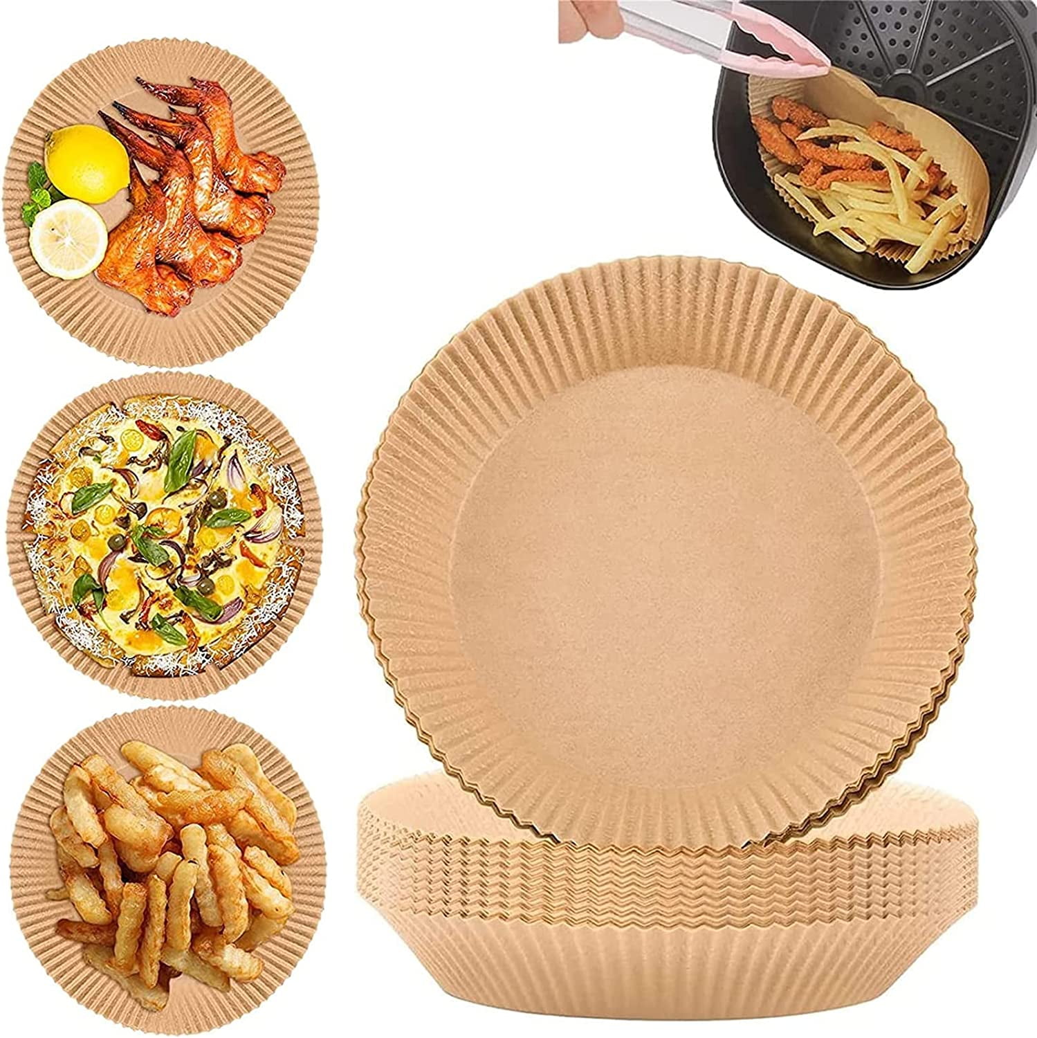 Air Fryer Disposable Paper Liner,7.9/6.3 Inch Natural Parchment Paper ...