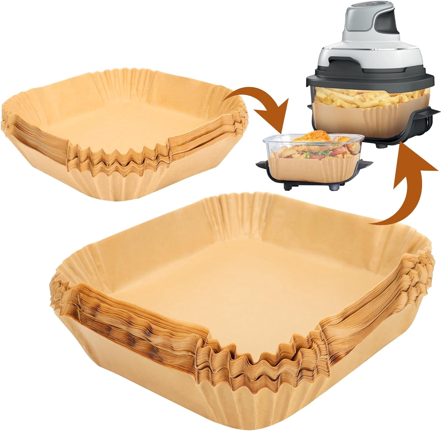 Air Fryer Disposable Paper Liners for Dual Airfryer, Rectangle Air ...