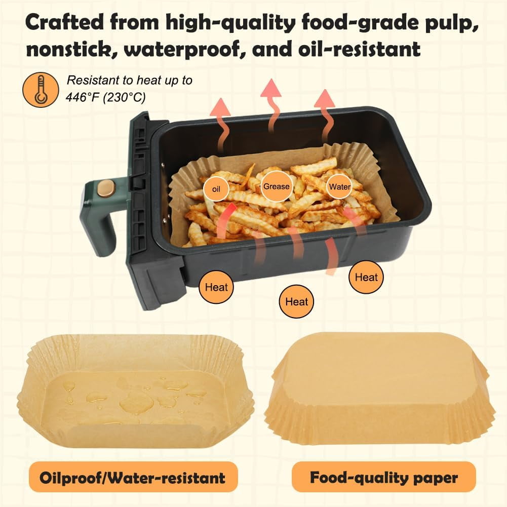Air Fryer Disposable Paper Liners for Dual Airfryer, Rectangle Air ...