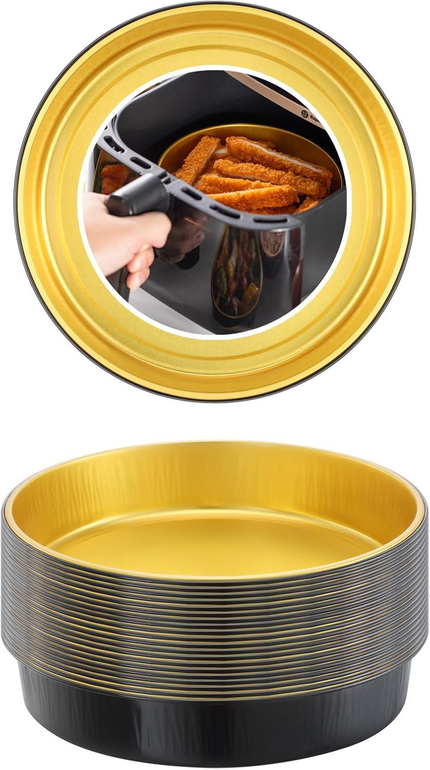 Air Fryer Foil Liners, 20 Pack – 7 Inch Round Disposable Aluminum Pans ...