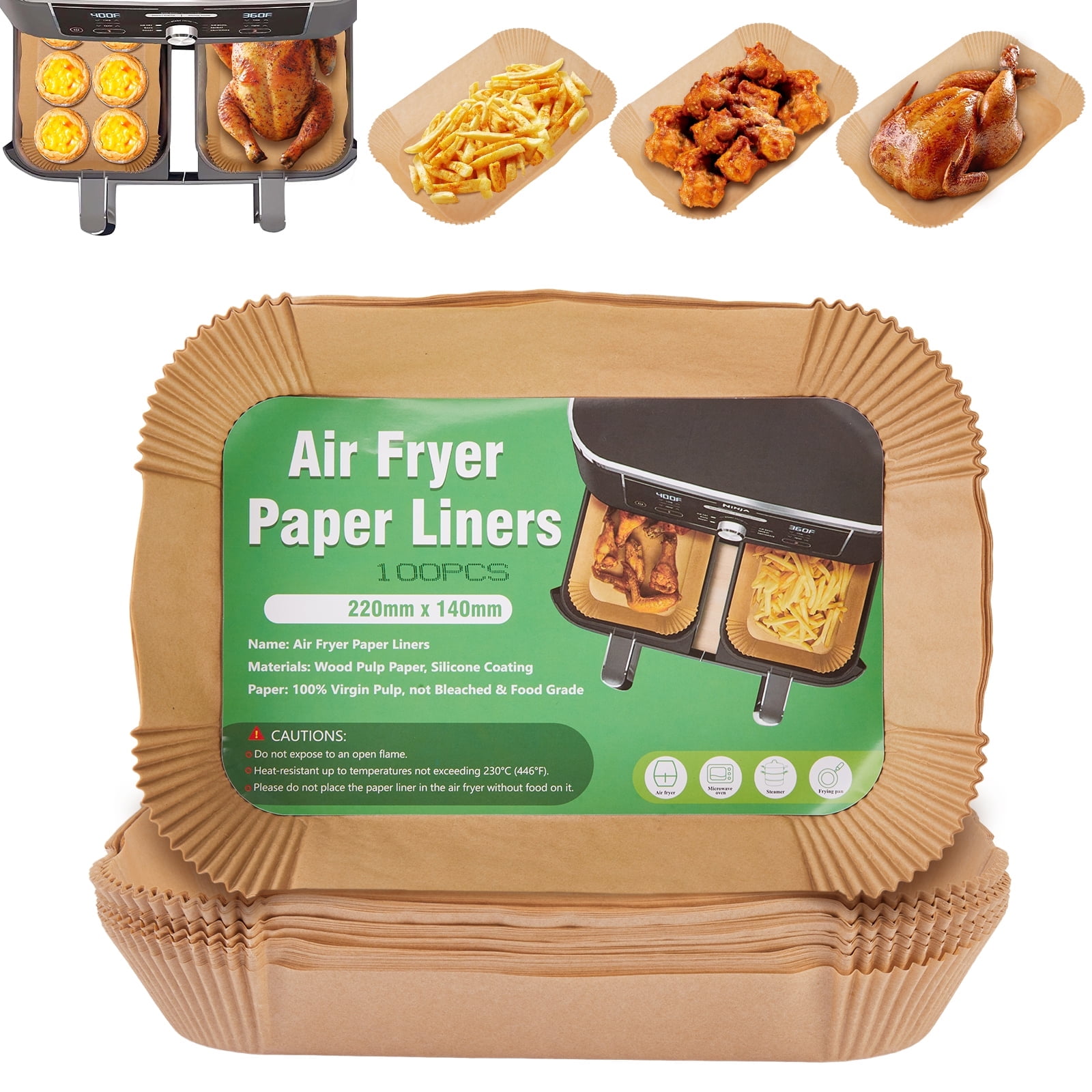 Air Fryer Liner for 6-9 qt,8.1"x5.5" Rectangle Food Grade Parchment Disposable Paper Liners for ...