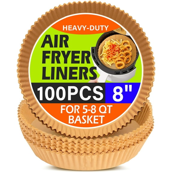Air Fryer Liners Disposable, 100Pcs Parchment Paper, 8 Inch Non-stick ...