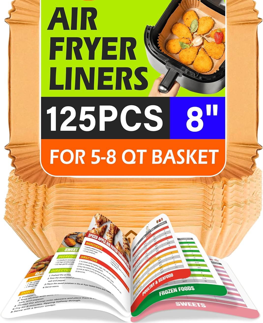 Air Fryer Liners Disposable,125Pcs 8Inch Airfryer Liners with Air Fryer ...
