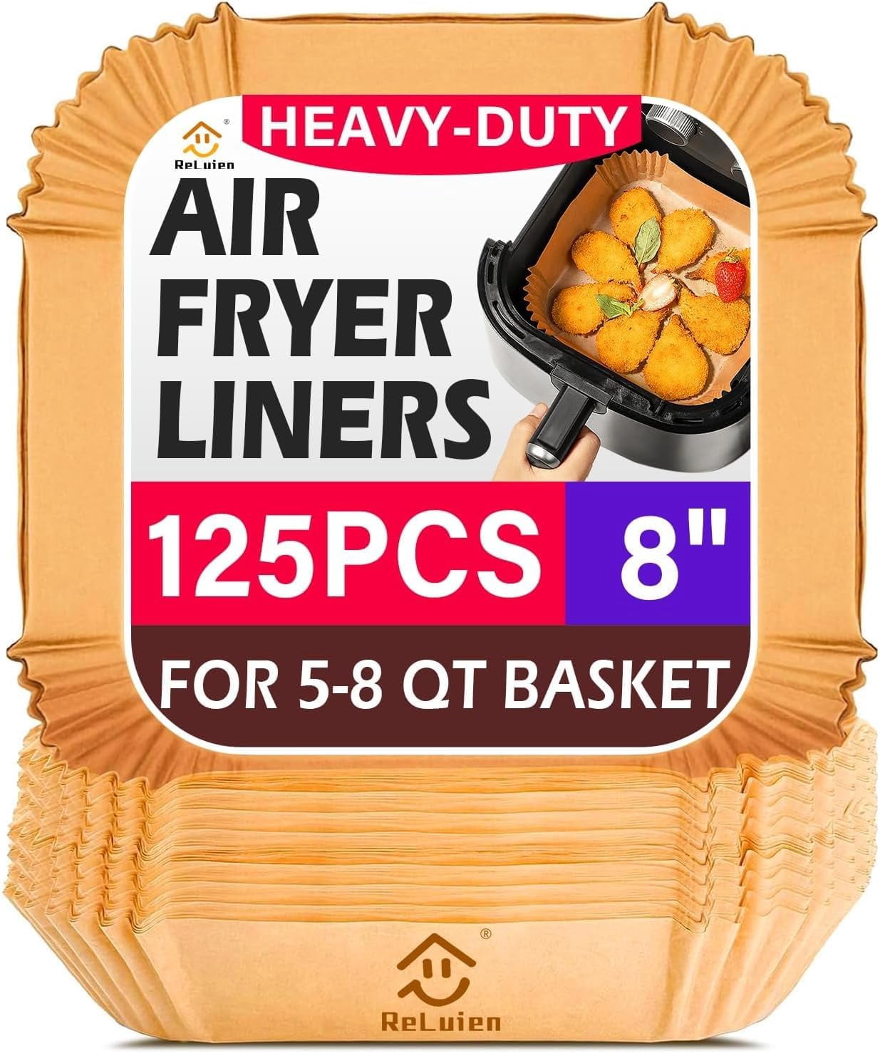 Air Fryer Liners Disposable, 125Pcs Parchment Paper, 8 Inch Non-stick ...