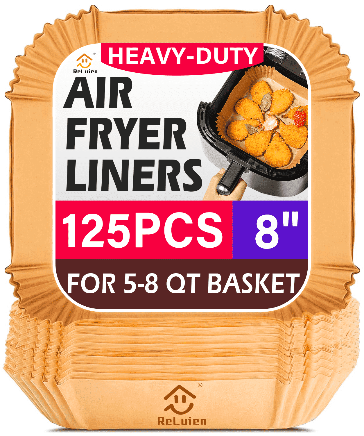Reluien Air Fryer Liners Disposable 125 Count, Non-stick 8 inch ...