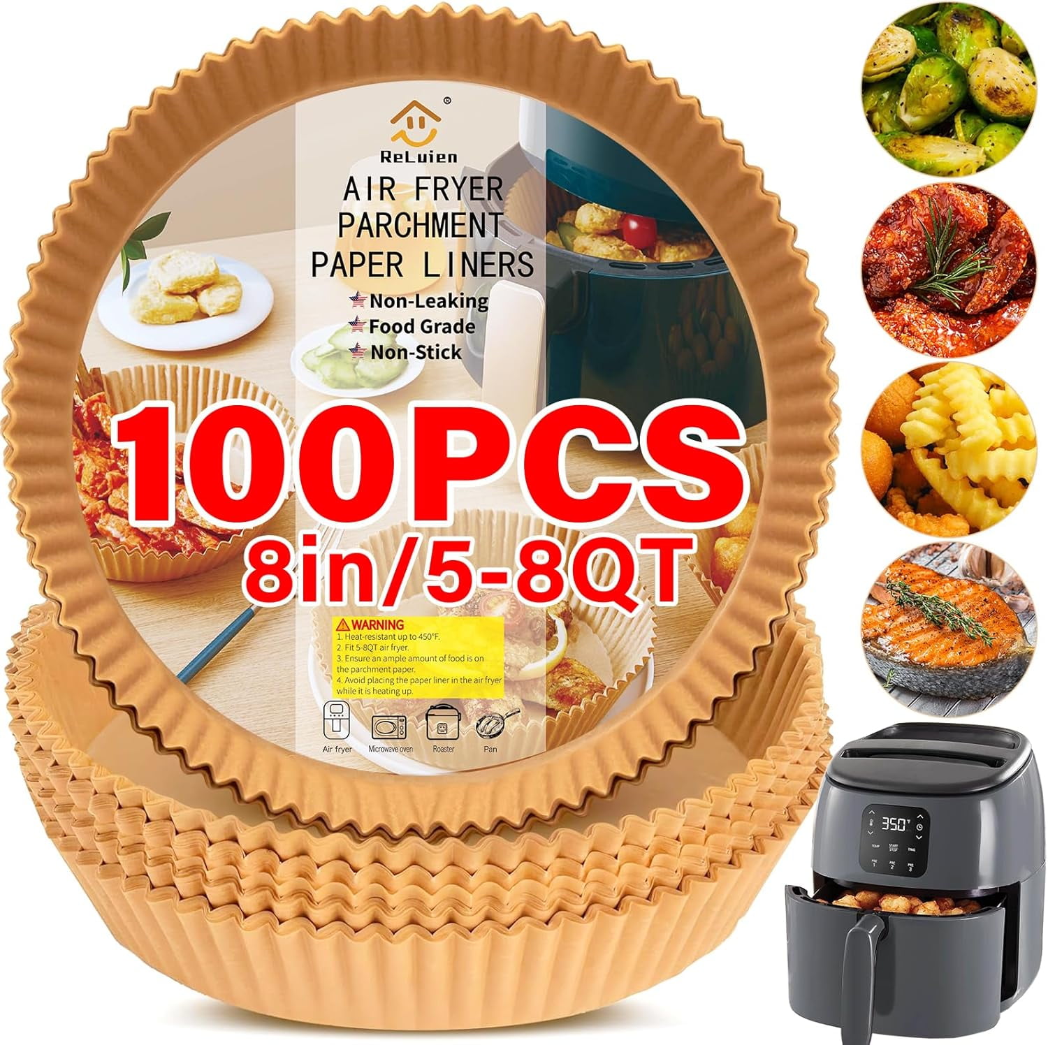 Air Fryer Liners Disposable, 125pcs Non-stick Disposable Airfryer ...