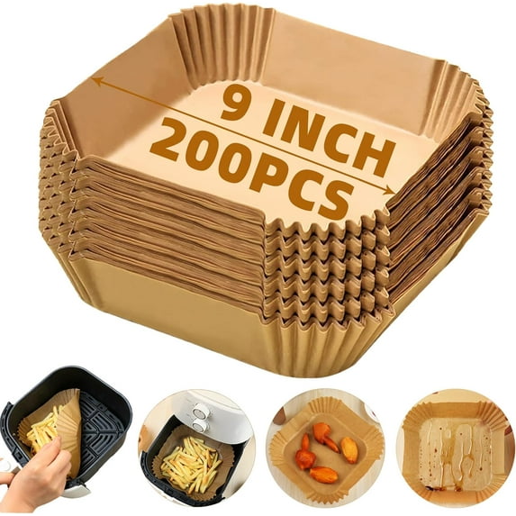 Air Fryer Liners Disposable,200PCS 9 Inch Square Air Fryer Parchment ...