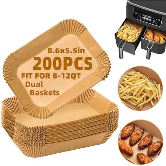 Air Fryer Liners Disposable,200Pcs Parchment Paper, 8.6x5.5 inch ...