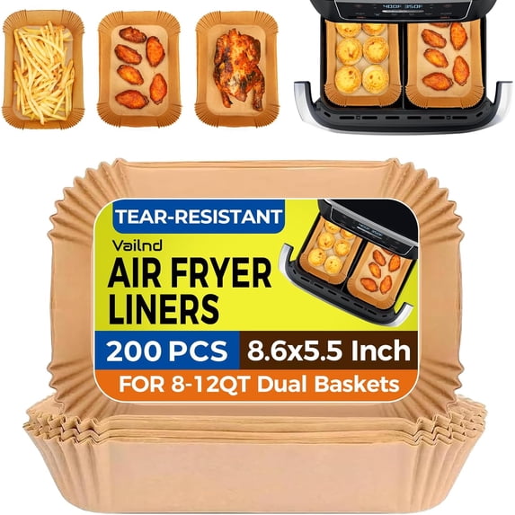 Air Fryer Liners Disposable for Dual Baskets, 200Pcs Rectangle ...