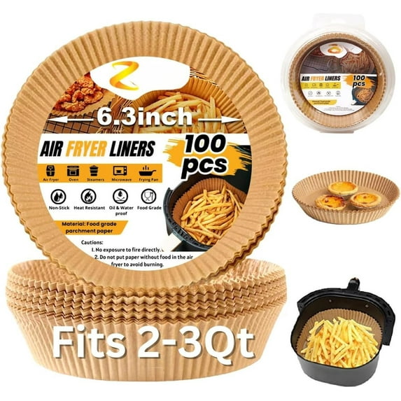 Air Fryer Liners Disposable (Fits 2-3Qt) - 100 Non- Air Fryer Paper ...