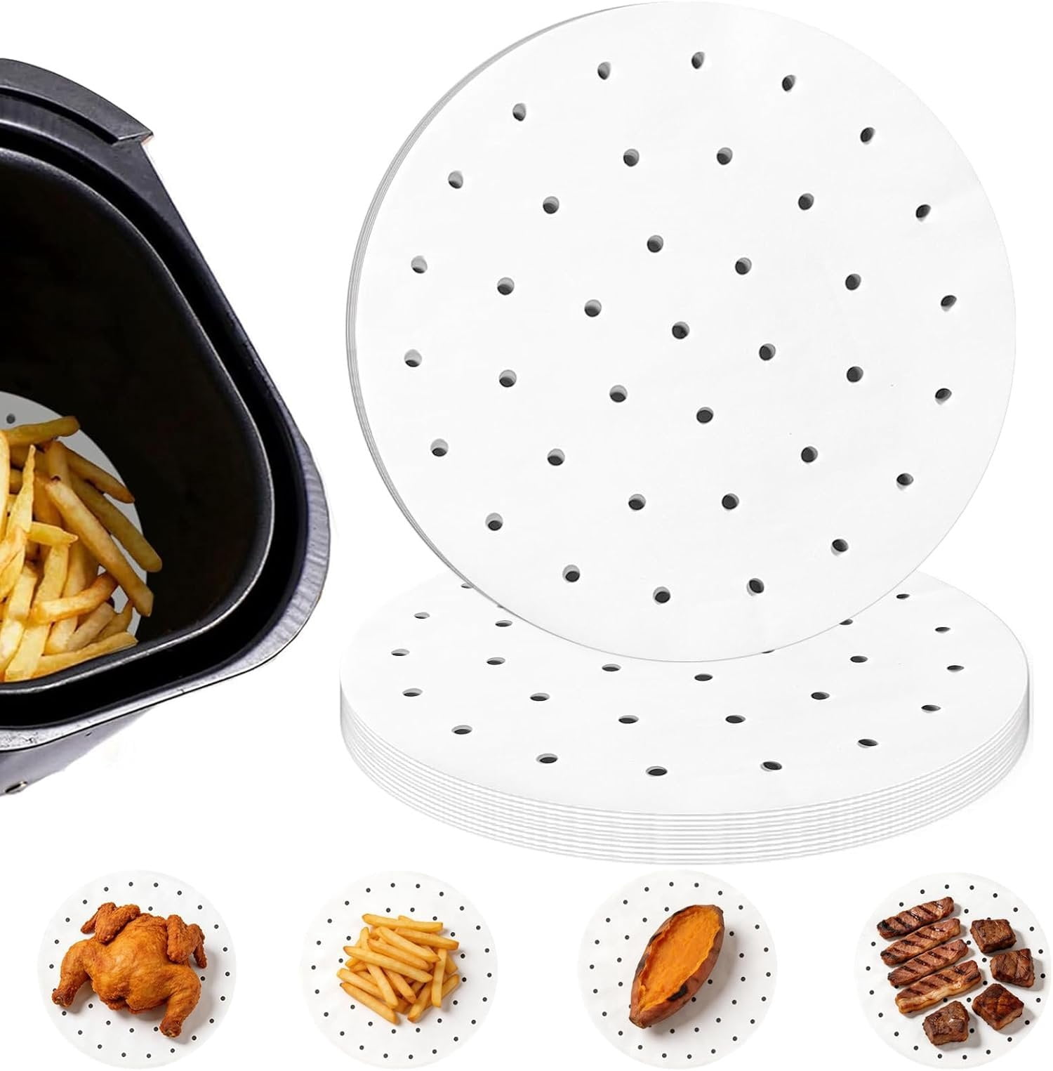 Air Fryer Liners Disposable Paper, 100 count Airfryer Sheets, 9 Inch ...