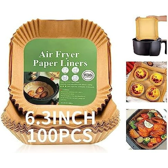 Air Fryer Liners Disposable Square, 100PCS 6.3 INCH Airfryer Liners ...