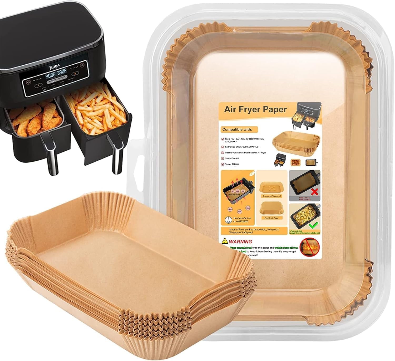 Air Fryer Liners Disposable for Ninja Air Fryer, 100 Pcs Non-Stick ...