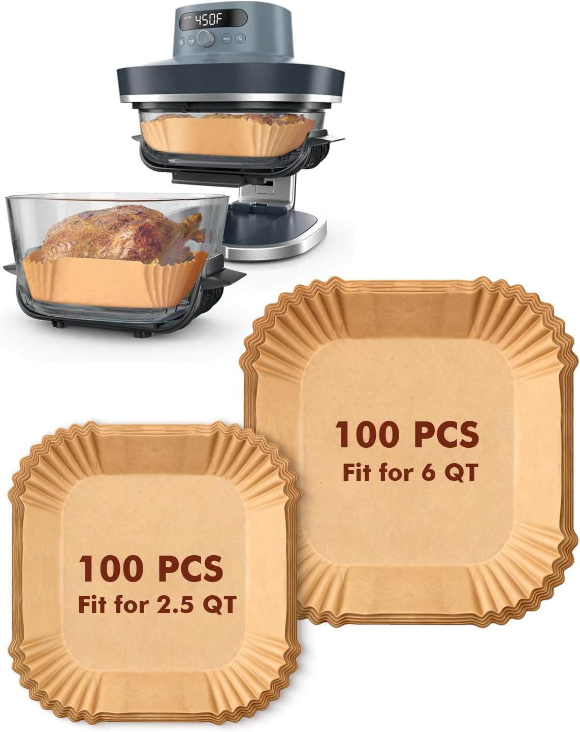 Air Fryer Liners for Ninja Crispi Pro - 200 Pcs (100 Large + 100 Small ...