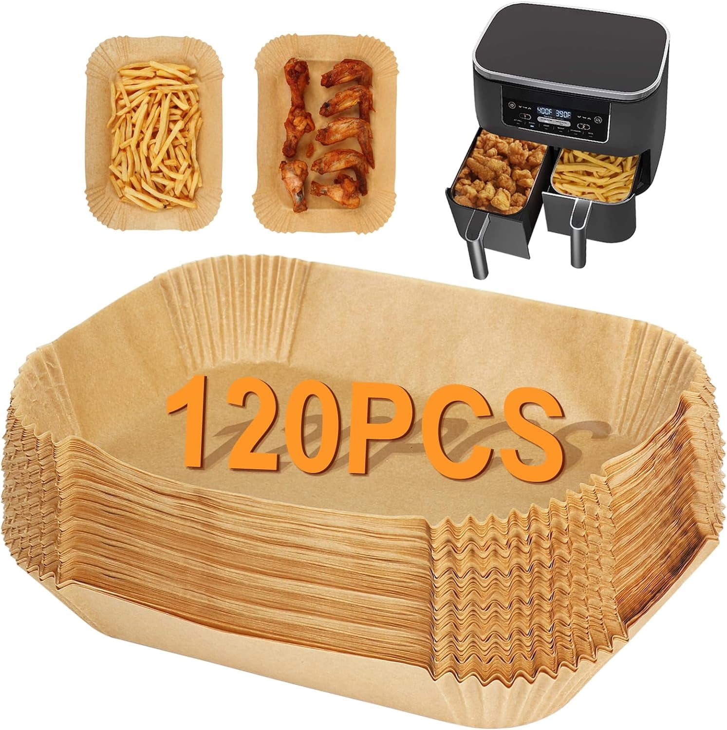 Air Fryer Liners for Ninja Dual Air Fryer, Set of 120, Rectangle ...