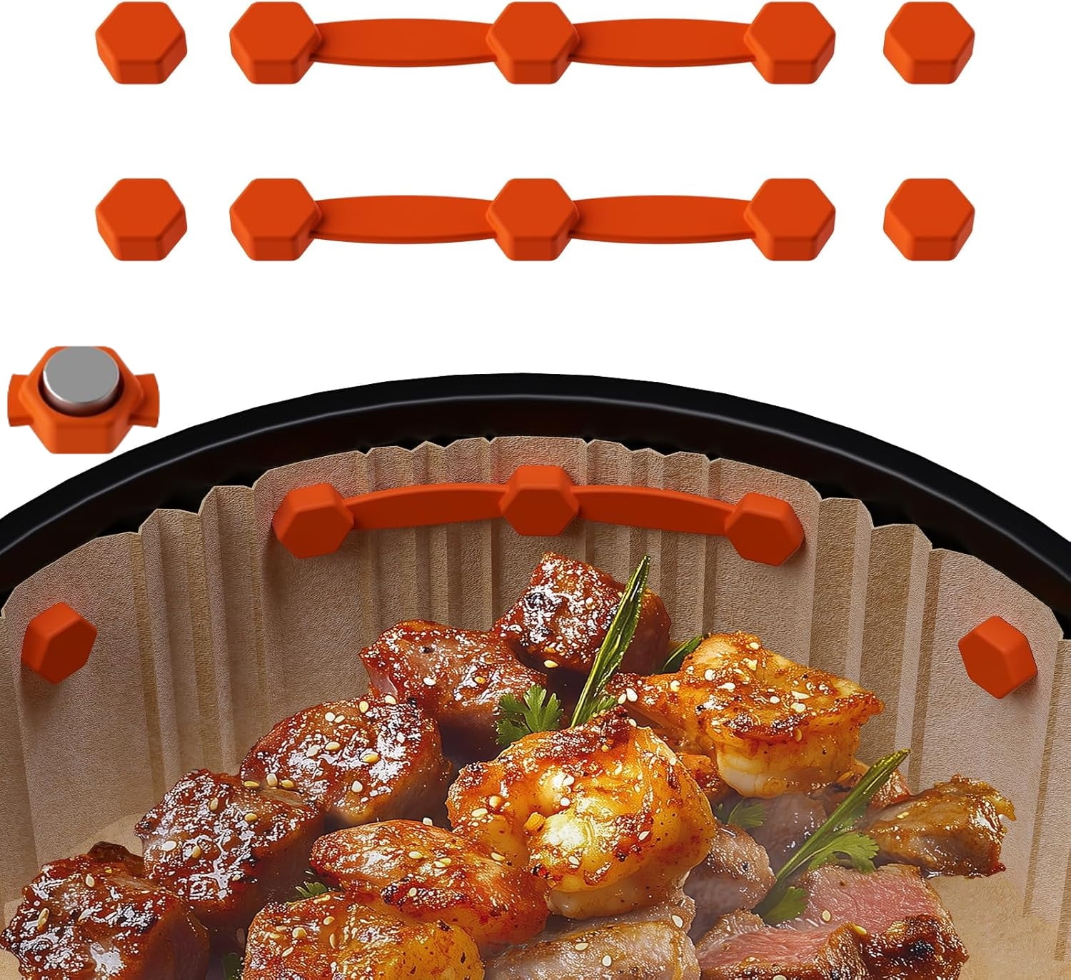 Air Fryer Magnet Silicone Buckle for Holding Down Air Fryer Parchment Paper, Lock Disposable ...