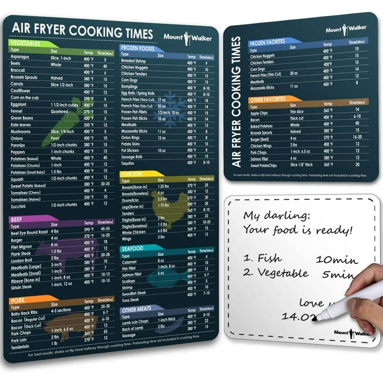 Air Fryer Magnetic Cheat Sheet Set Cooking Time Charts And, 52% OFF