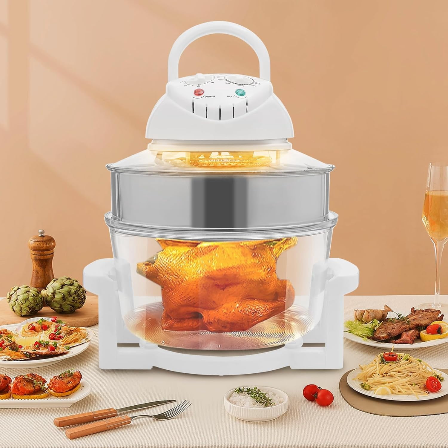 Air Fryer Oven 360 ° Vertical Heating High Boron Heat-Resistant Glass ...