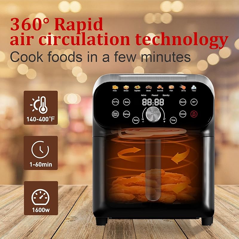 Air Fryer Oven 6 Qt, LED Digital Touchscreen with 12 Preset Cooking ...
