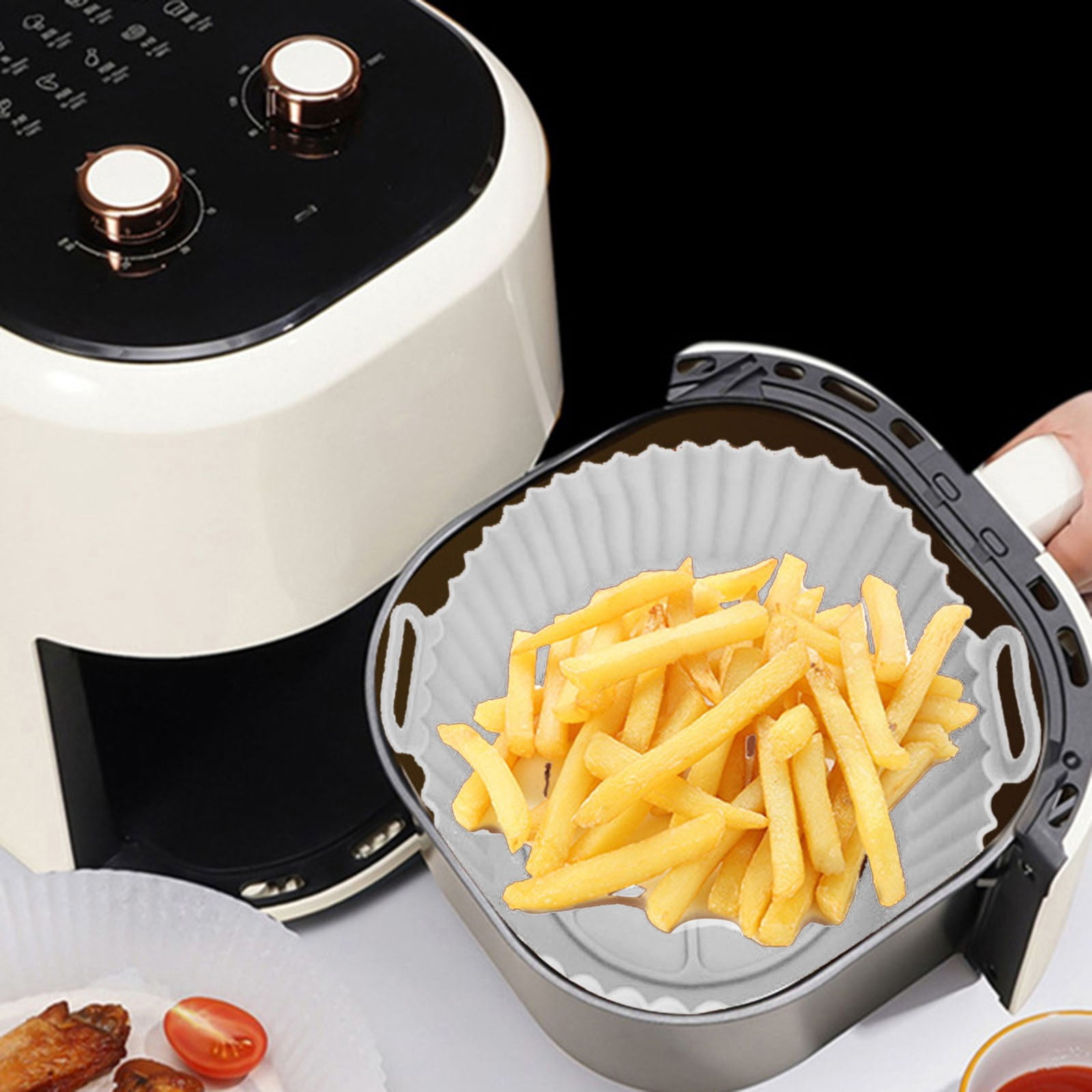 Air Fryer Pad Folding Multi Functional Silica Gel Baking Tray Round ...