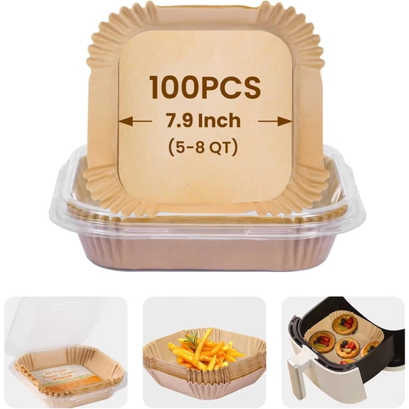 Air Fryer Paper Liners: 100 count Air Fryer Disposable Liners, Non- 8 ...