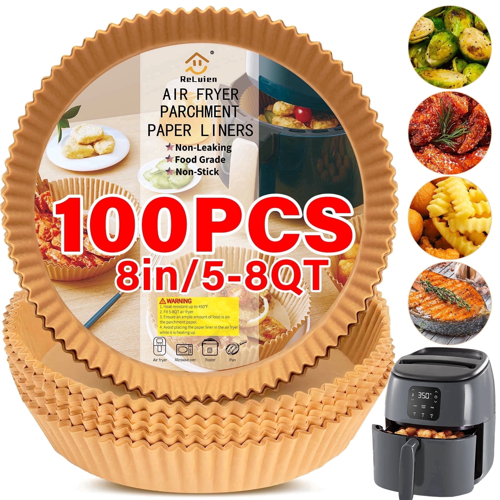 ReLuien Air Fryer Liners, Disposable Parchment Paper, 8 Inch Round for ...