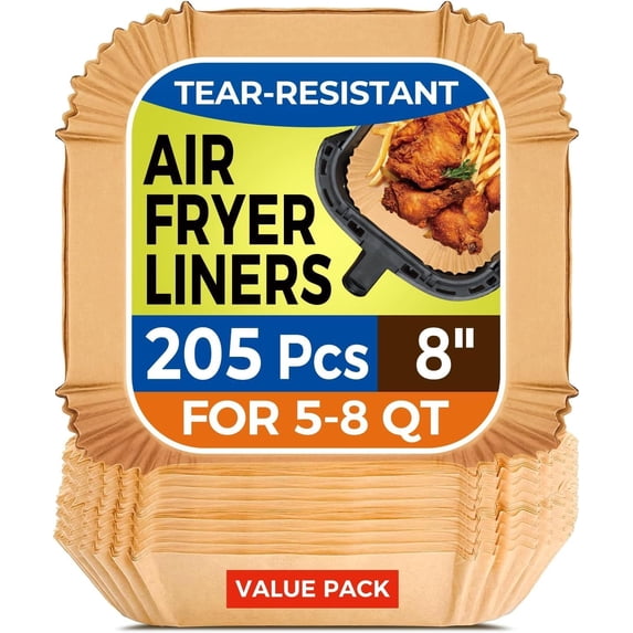 Air Fryer Paper Liners, 205 count Non- Disposable Air Fryer Liners, 8 ...