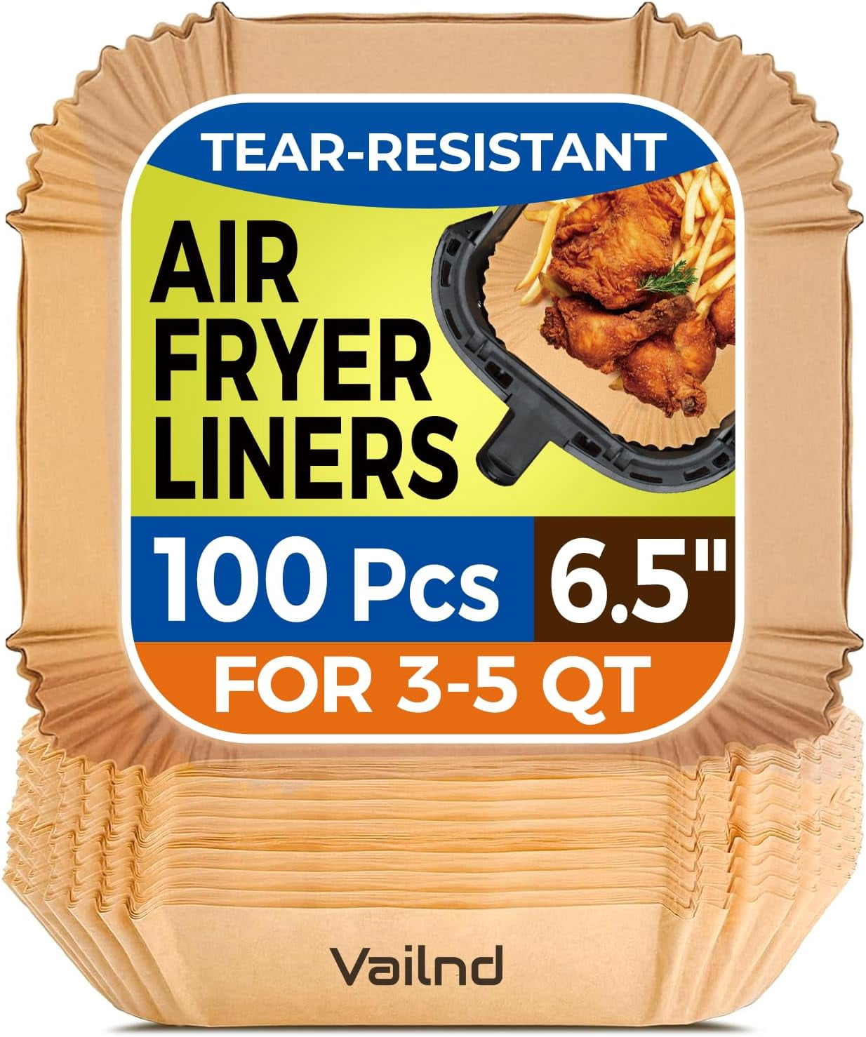 Air Fryer Paper Liners Disposable: 100PCS Non-Stick Air Fryer Parchment ...