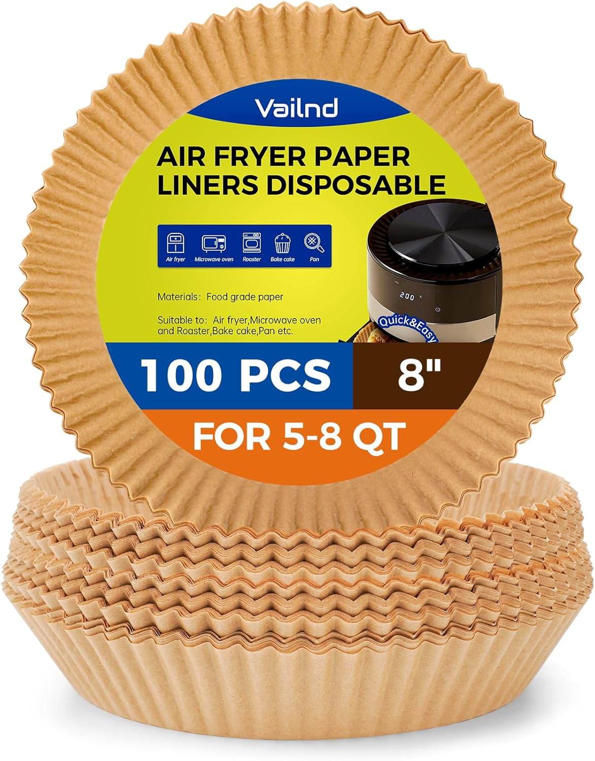 Air Fryer Paper Liners Disposable: 8 Inch Max Xl Large Cooker Air Fryer ...