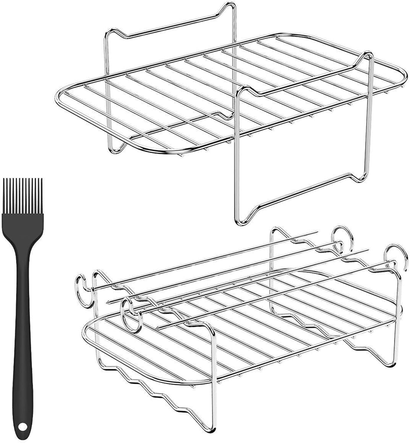 Air Fryer Rack 2pcs with 4 Barbecue Sticks for Double Basket Air Fryers ...