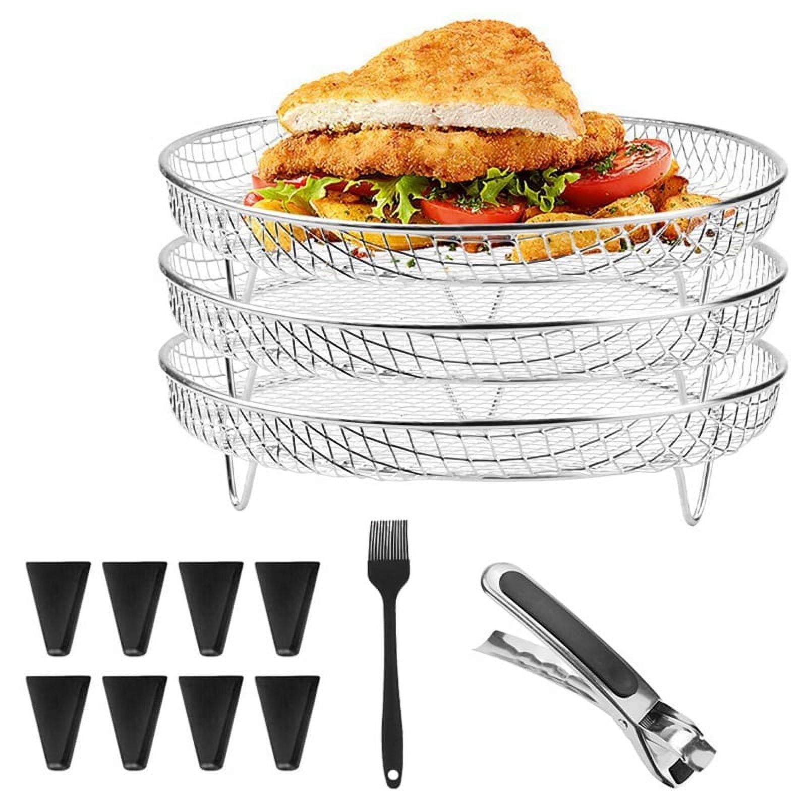Air Fryer Rack Round 3 Layer Stackable Dehydrator Racks Stainless Steel ...