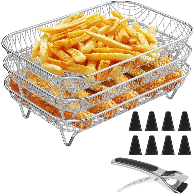 Air Fryer Rack Square for Oven 3 Layer Stackable Dehydrator Rack ...