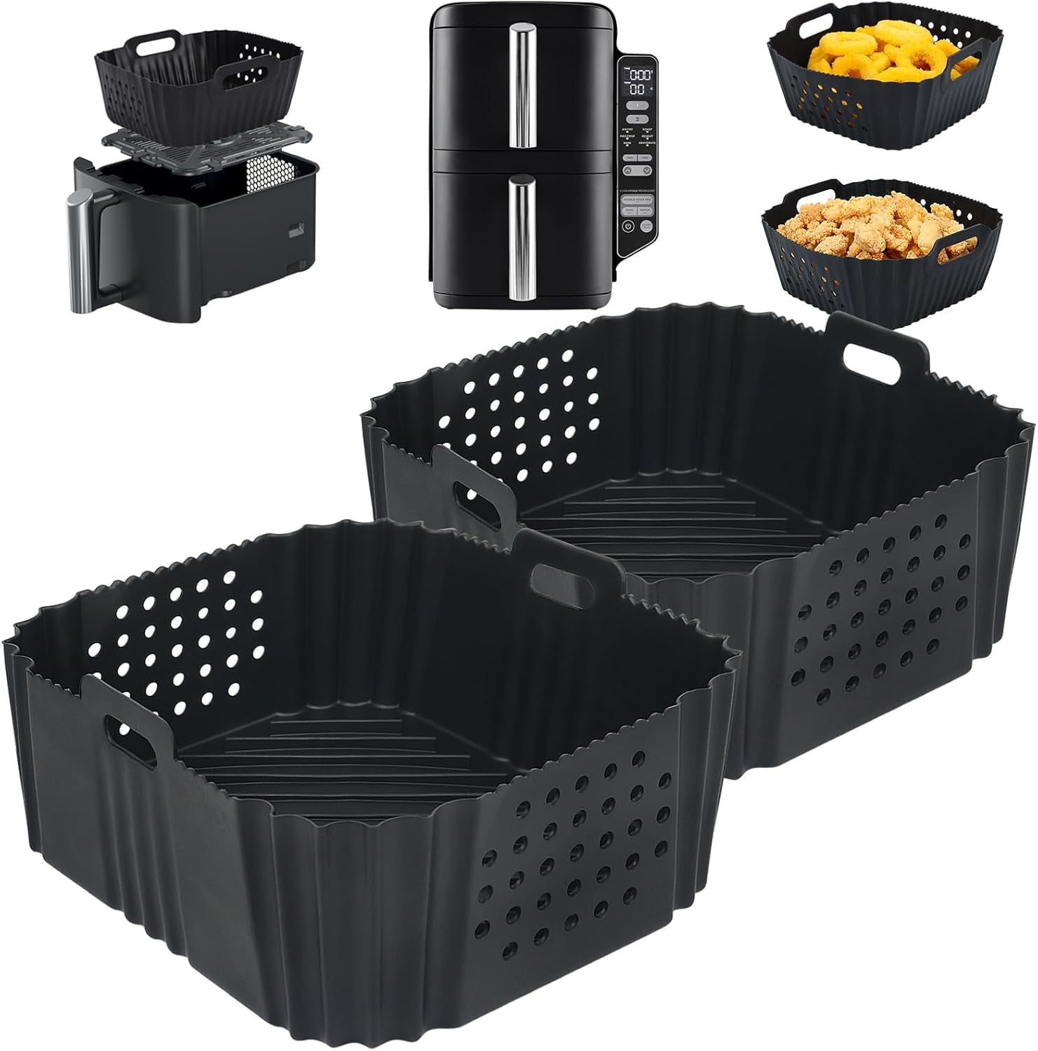 Air Fryer Silicone Liners for Ninja SL201 DoubleStack 2-Basket Air ...