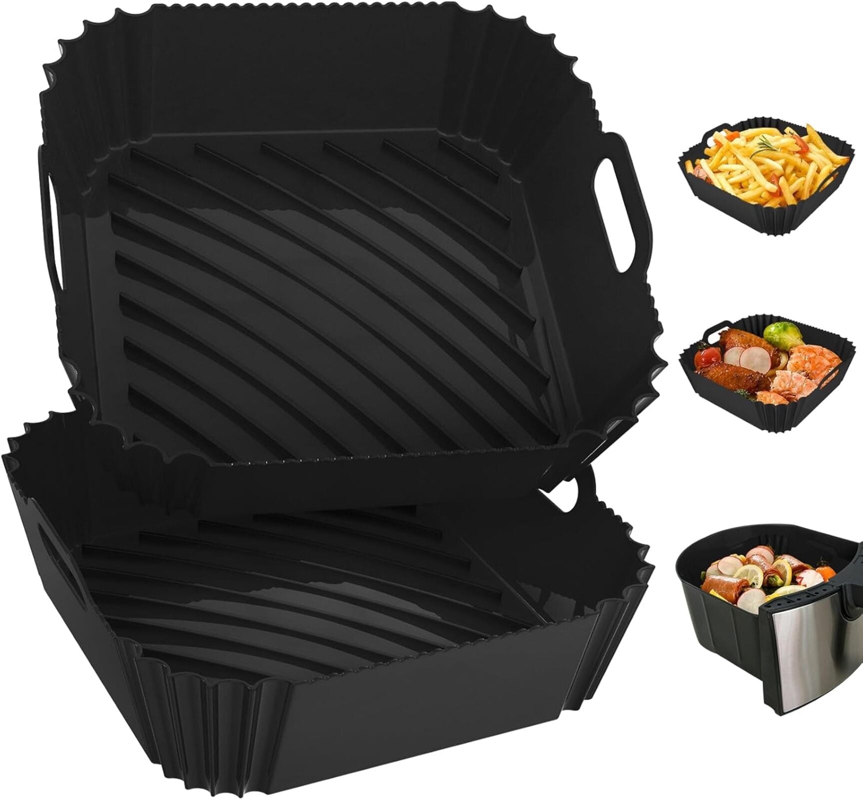 Zonada, Air Fryer Silicone Liners, 7.1 Inch Square 2 Pack, Reusable ...