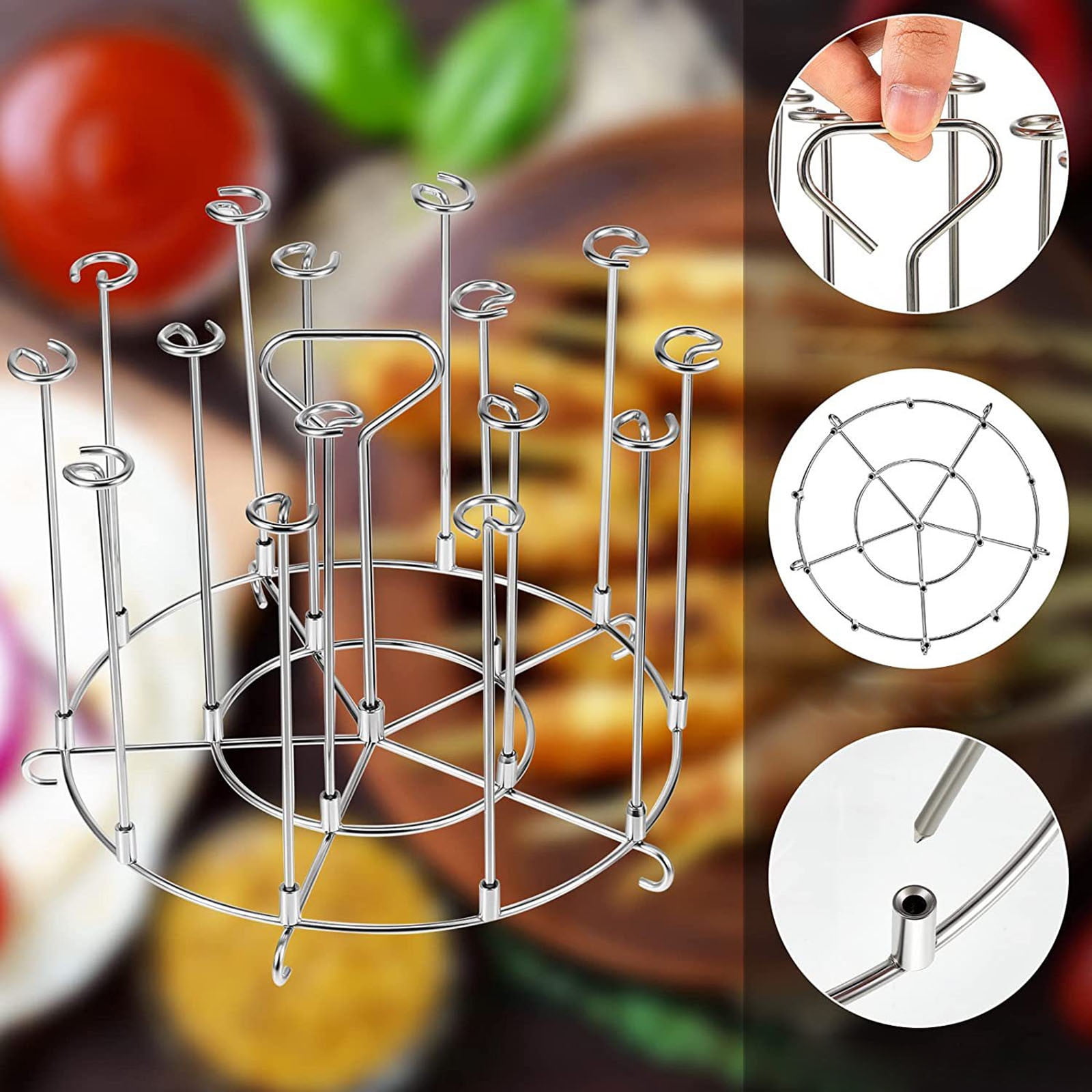 Air Fryer Skewer Stand Compatible Vertical Skewers Holder with Stand ...