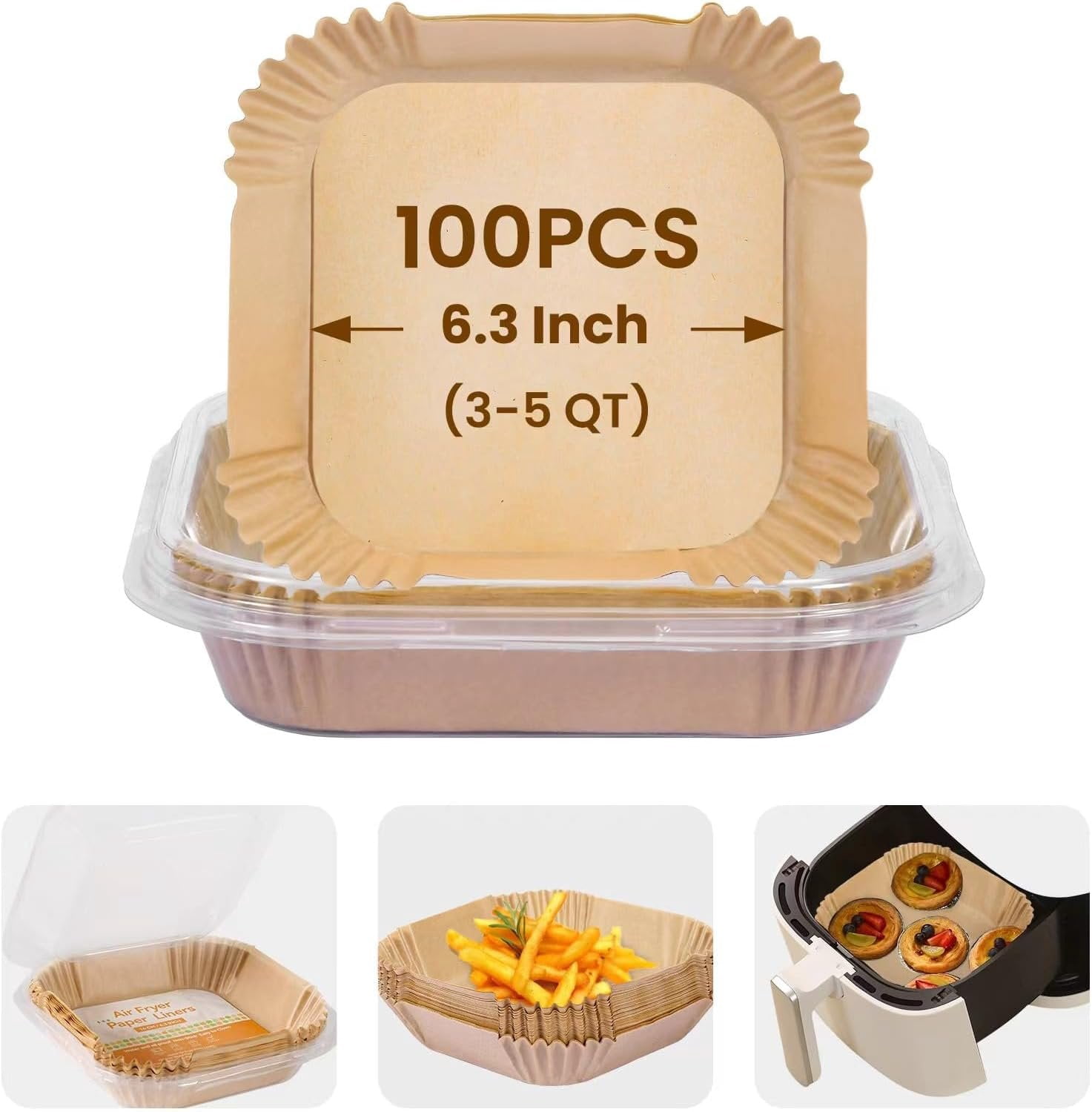 Air Fryer liners,100 PCS Air Fryer Paper Liners Disposable, Paper,Non ...