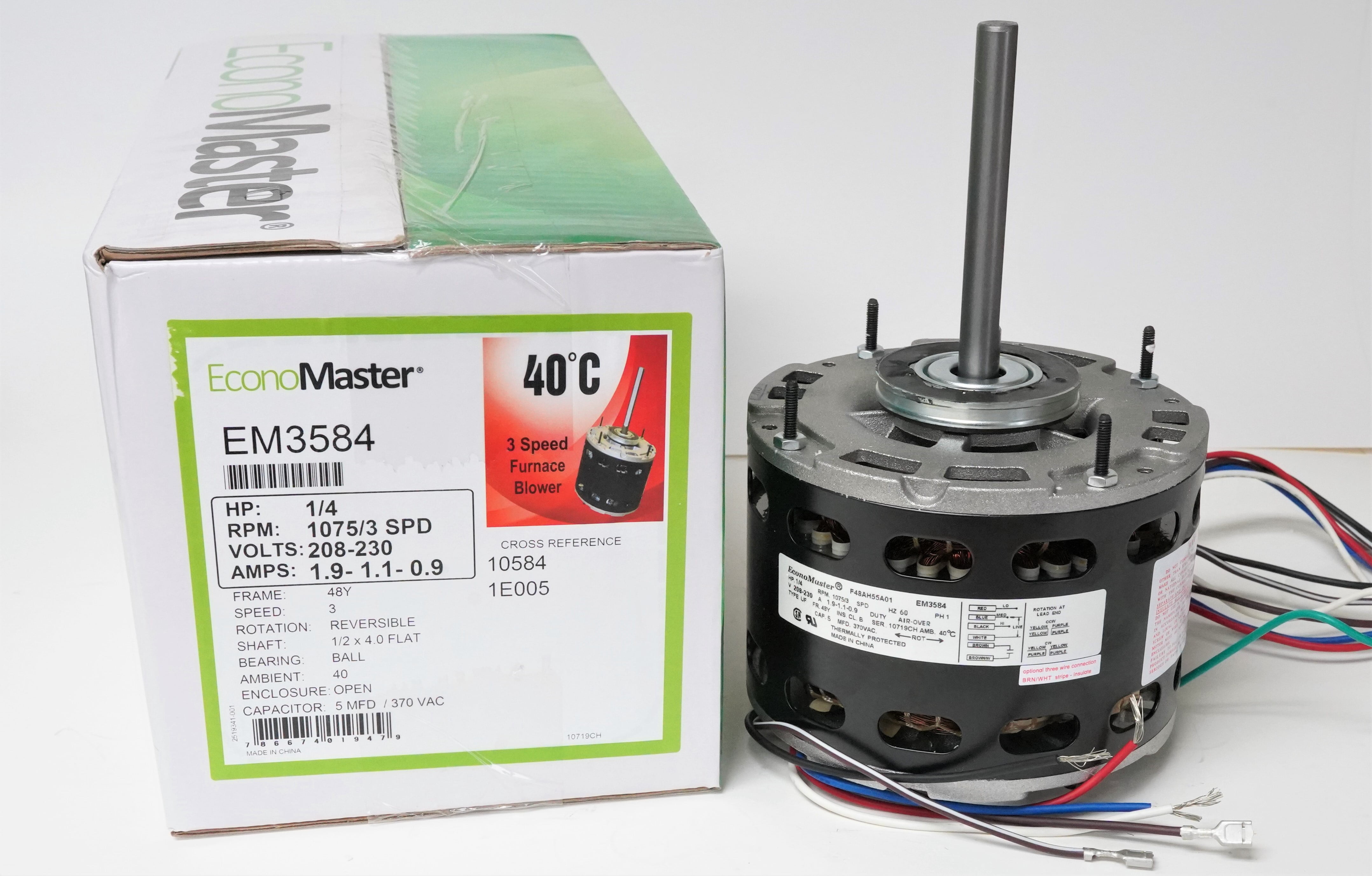 Air Handler Furnace HVAC Blower Motor EM-3584 5-5/8" Diameter 1/4 HP ...