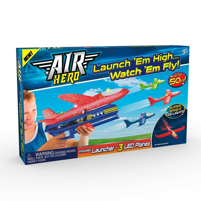 Air Hero Airplane Toy Launcher with 3 Flying Toy Planes, 50ft Flight ...