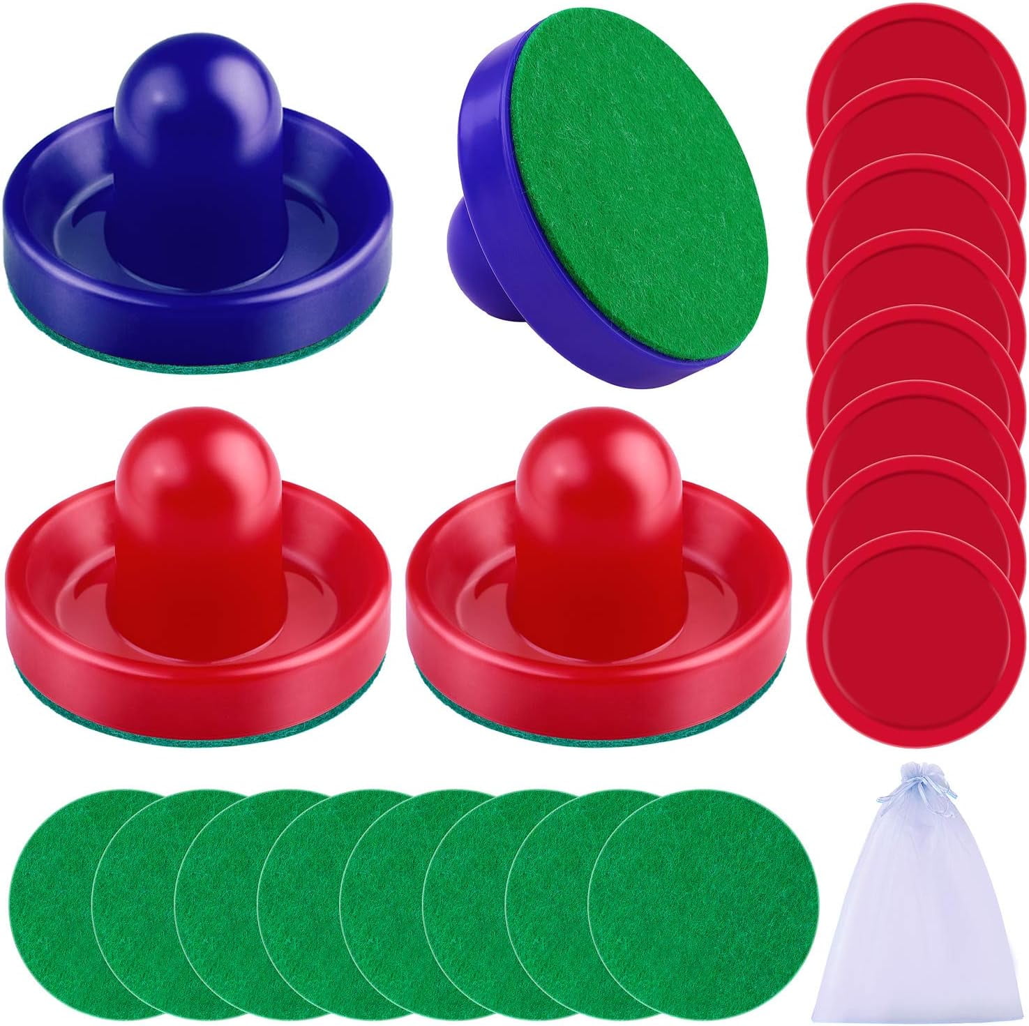 Air Hockey Accessories - Pushers, Pucks & Paddles (4 Pushers, 8 Red ...