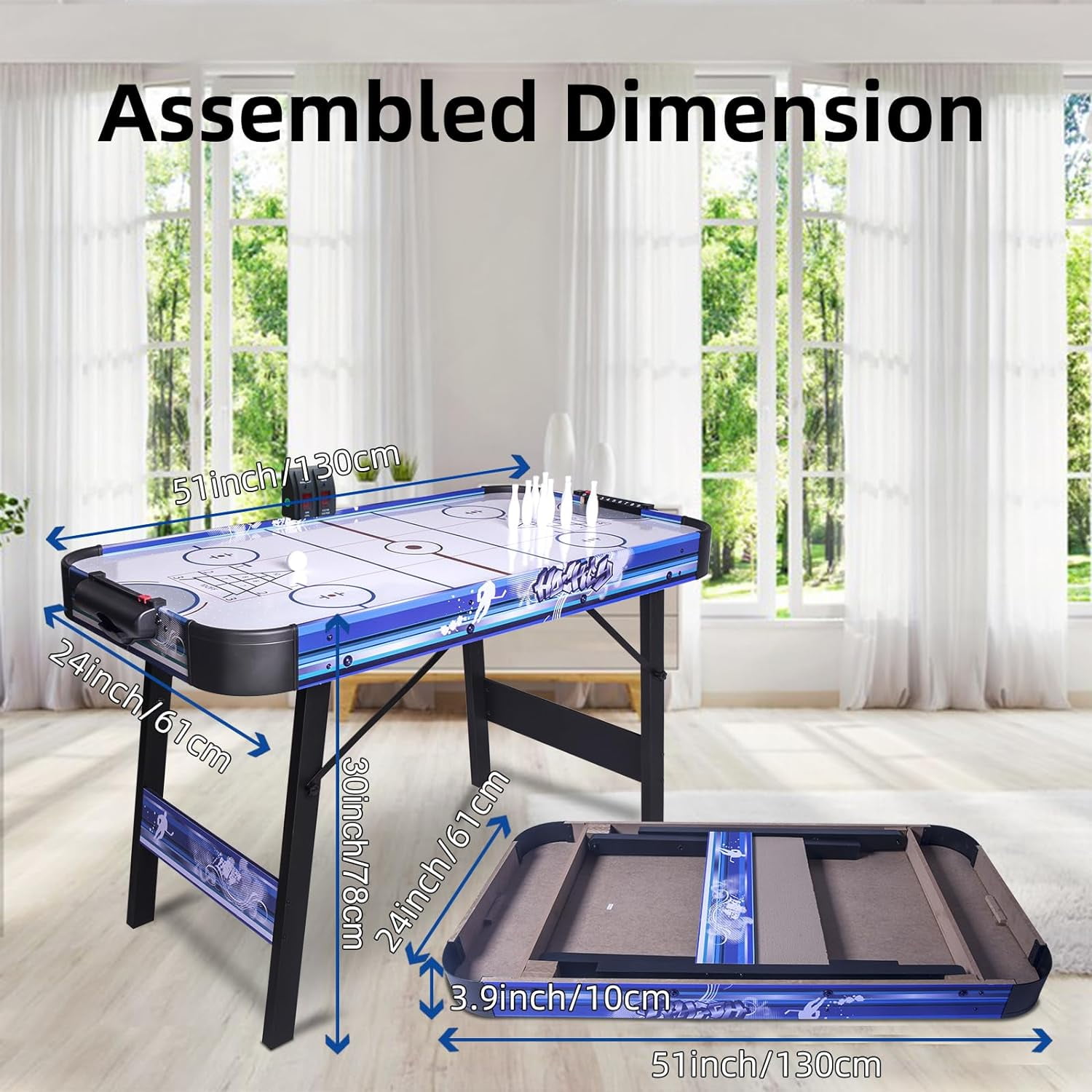 Air Hockey Table Upgrade Foldable 4ft Game Table with Air Hockey ...