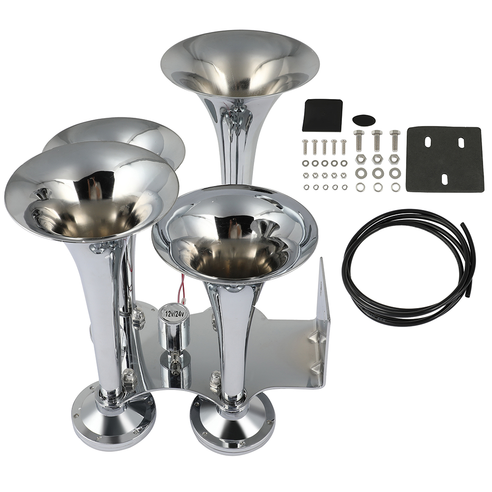 Air Horn Kit 150dB Super Loud 4 Trumpet Electric Truck Train Car Horn ...