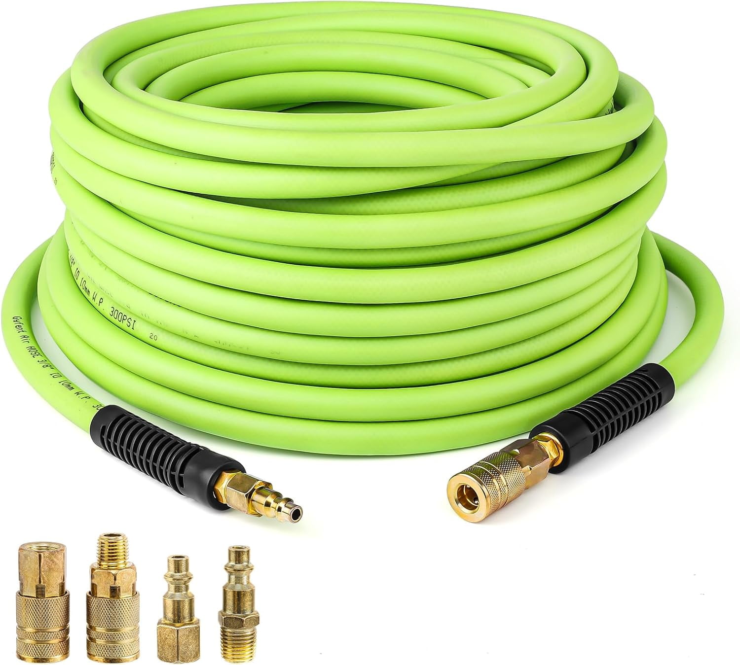 Air Hose, 3/8 Inch x 50 Feet Flexible Hybrid Polymer Air Compressor ...