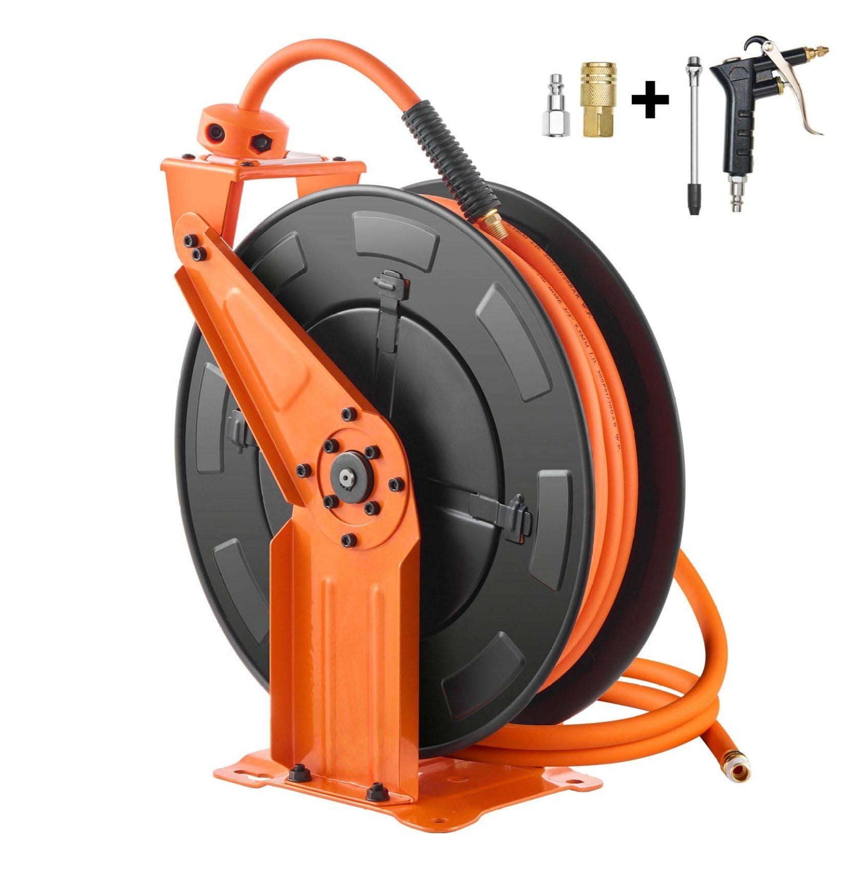 Air Hose Reel Retractable 3/8in x 65ft Hybrid Air Hose Reel - Heavy ...