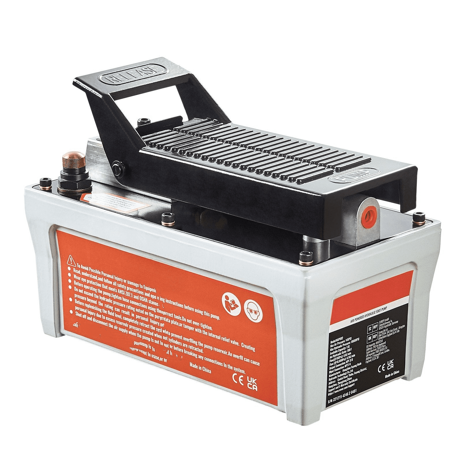Air Hydraulic Pump 10000 PSI - 1/2 Gal Reservoir - Foot Actuated for ...